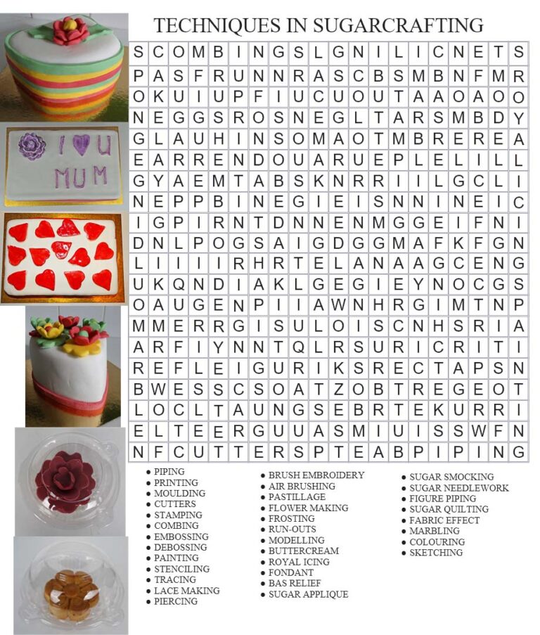 Puzzle: Sugar-crafting techniques free word search puzzle - Crafters Media