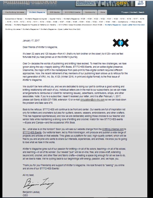Magazine: Open letter from Benjamin Levisay stating why Winter 2016 ...
