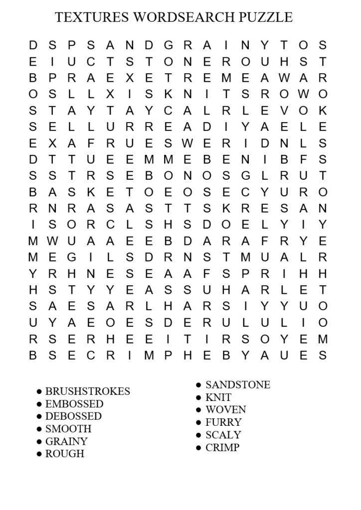 Craft Games: 30 Days of Word Search Puzzle - Day 2: Textures - Crafters ...