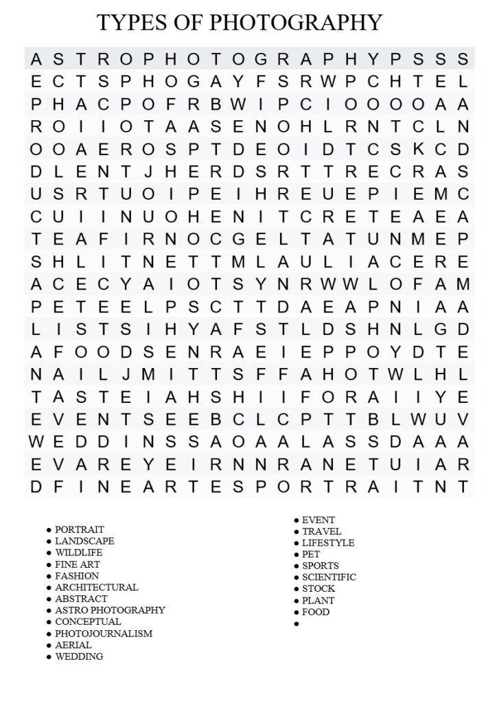 Craft Games: 30 Days of Word Search Puzzle – Day 5: Types of ...