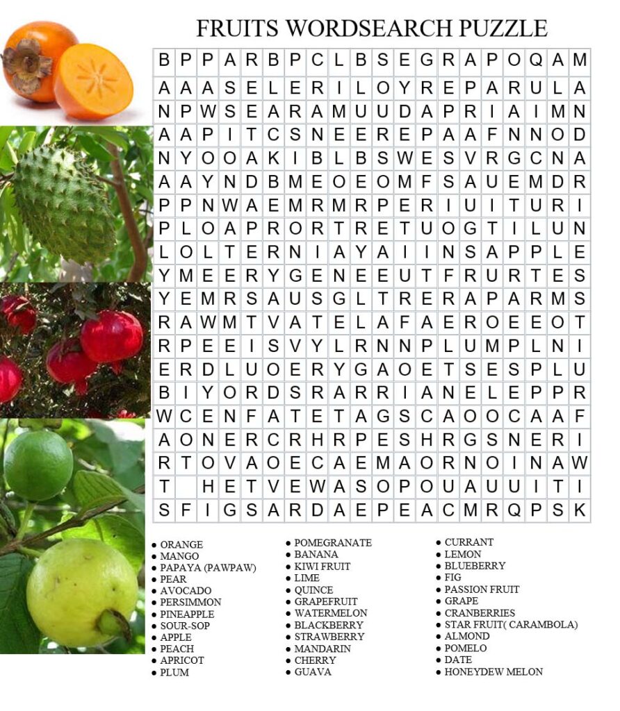 Puzzle: Fruits word search puzzle - Crafters Media